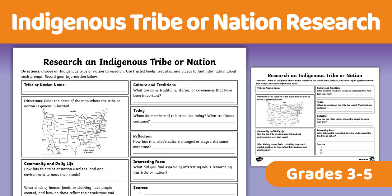 Research an Indigenous Tribe or Nation Worksheet