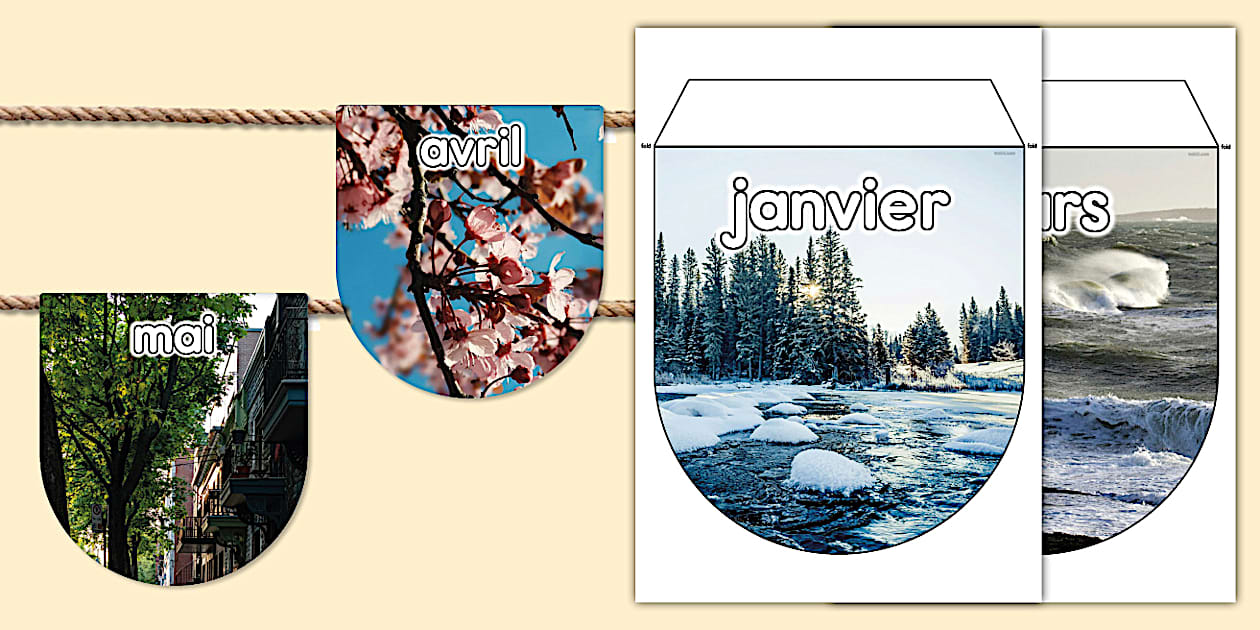 Guirlande de fanions : Les mois de l'année