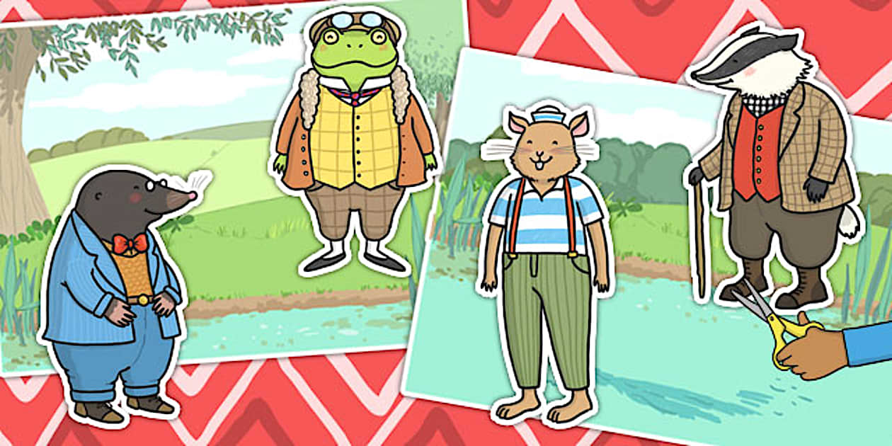 Black and White The Wind in the Willows Story Cut Outs