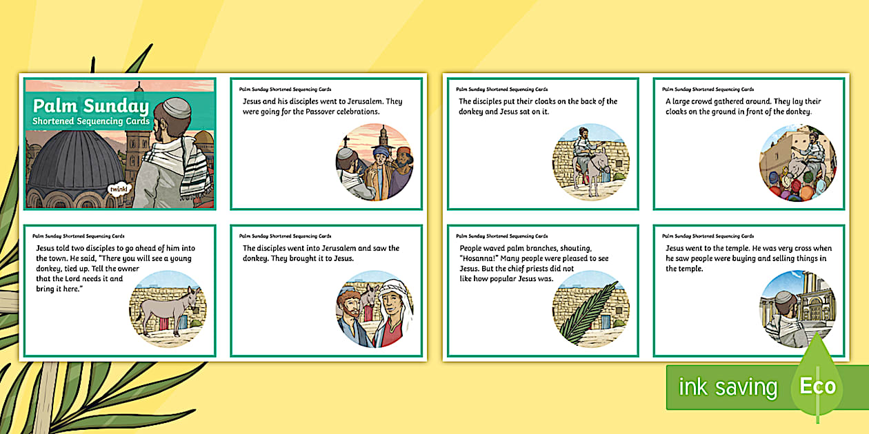 Palm Sunday Shortened Story Sequencing Cards