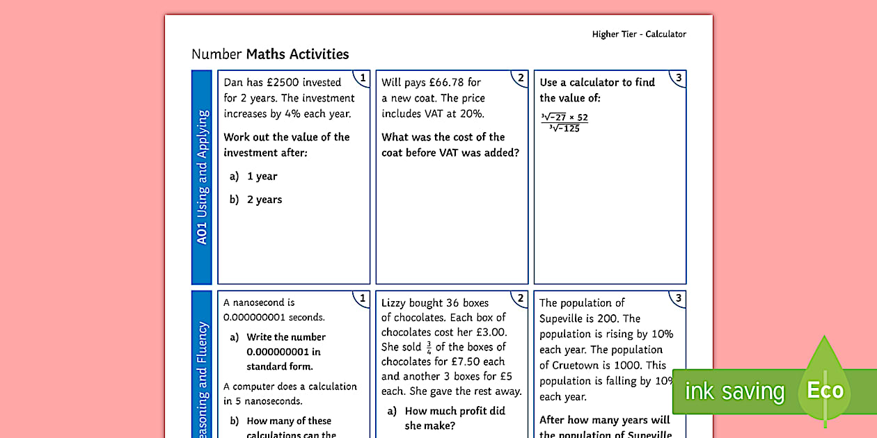 Higher Level Number Revision | KS4 Maths | Beyond - Twinkl