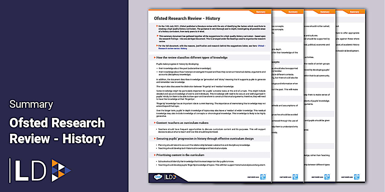 Summary: Ofsted Research Review - History (teacher made)