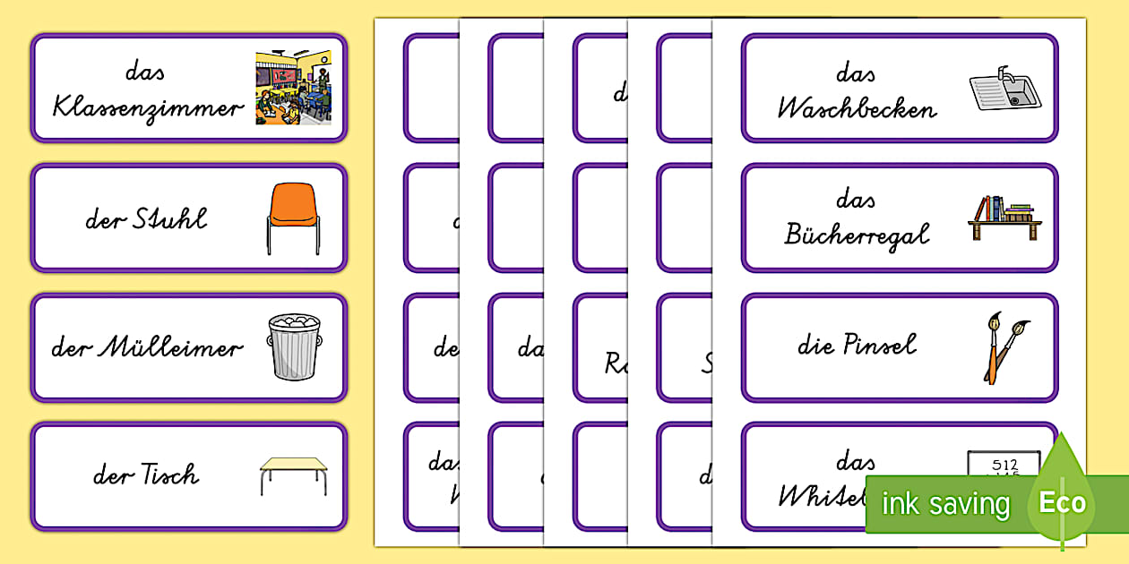 Editable Classroom Word Cards German (teacher made) - Twinkl