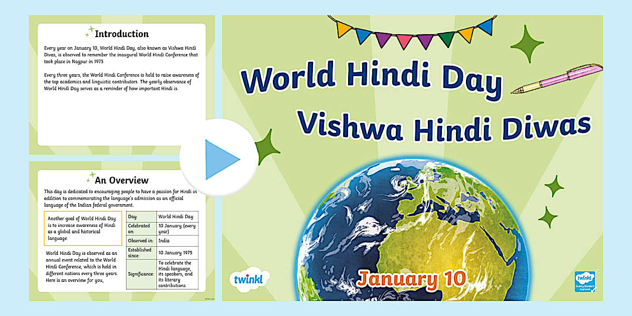 FREE! - World Hindi Day PowerPoint (teacher made) - Twinkl