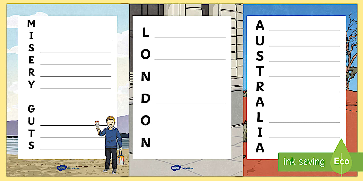 Acrostic Poem to Support Teaching on Misery Guts by Morris Gleitzman ...