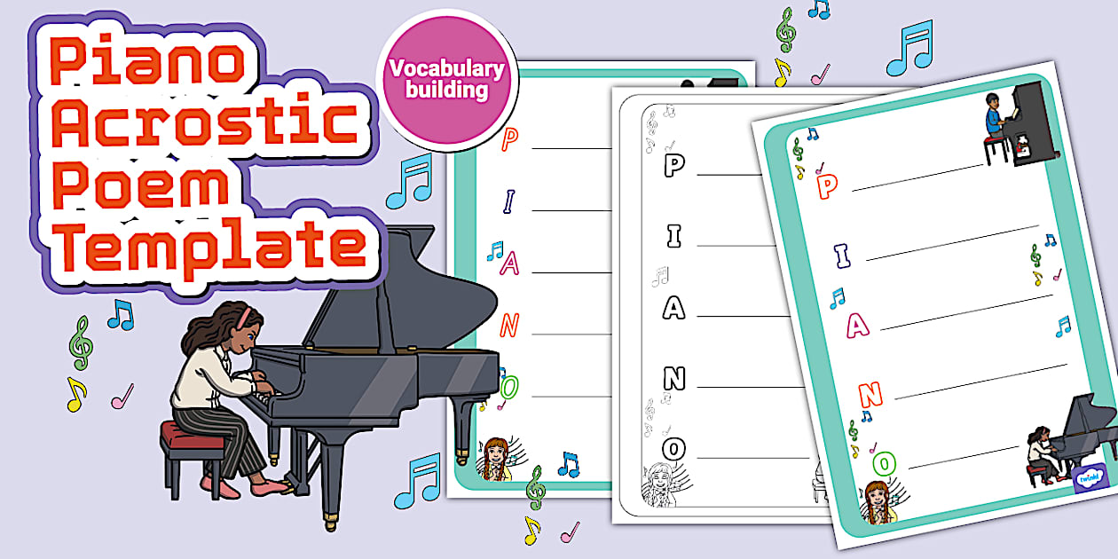 Piano Acrostic Poem Template