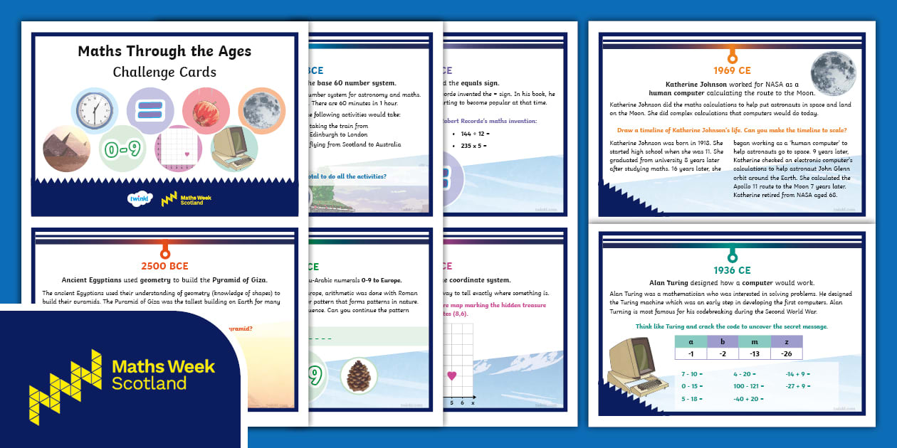 Maths Week Scotland: Maths Through the Ages Challenge Cards