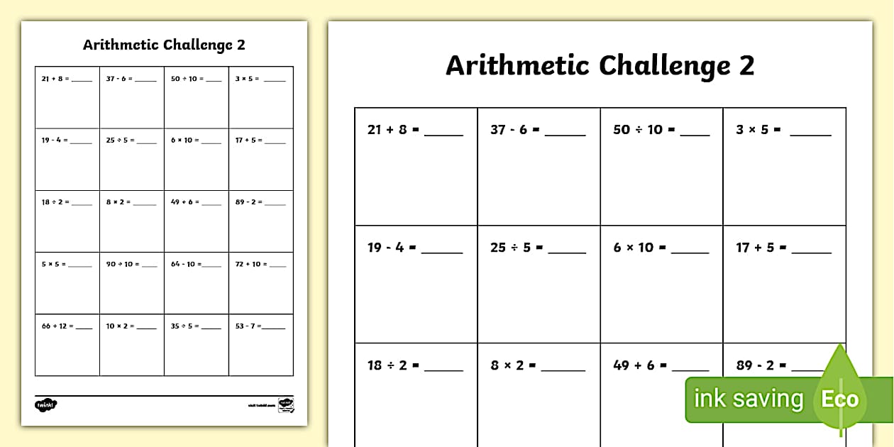 👉 Year 2 Arithmetic Challenge 2 (teacher made) - Twinkl