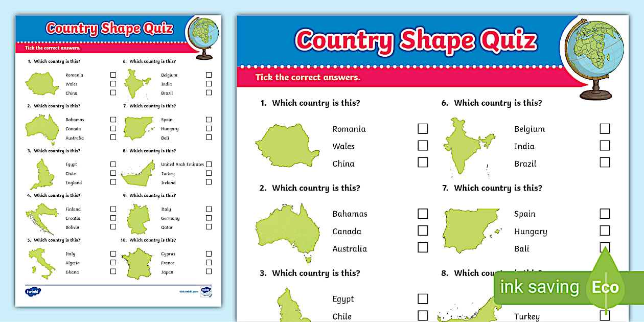 Country Shape Quiz (teacher made) - Twinkl
