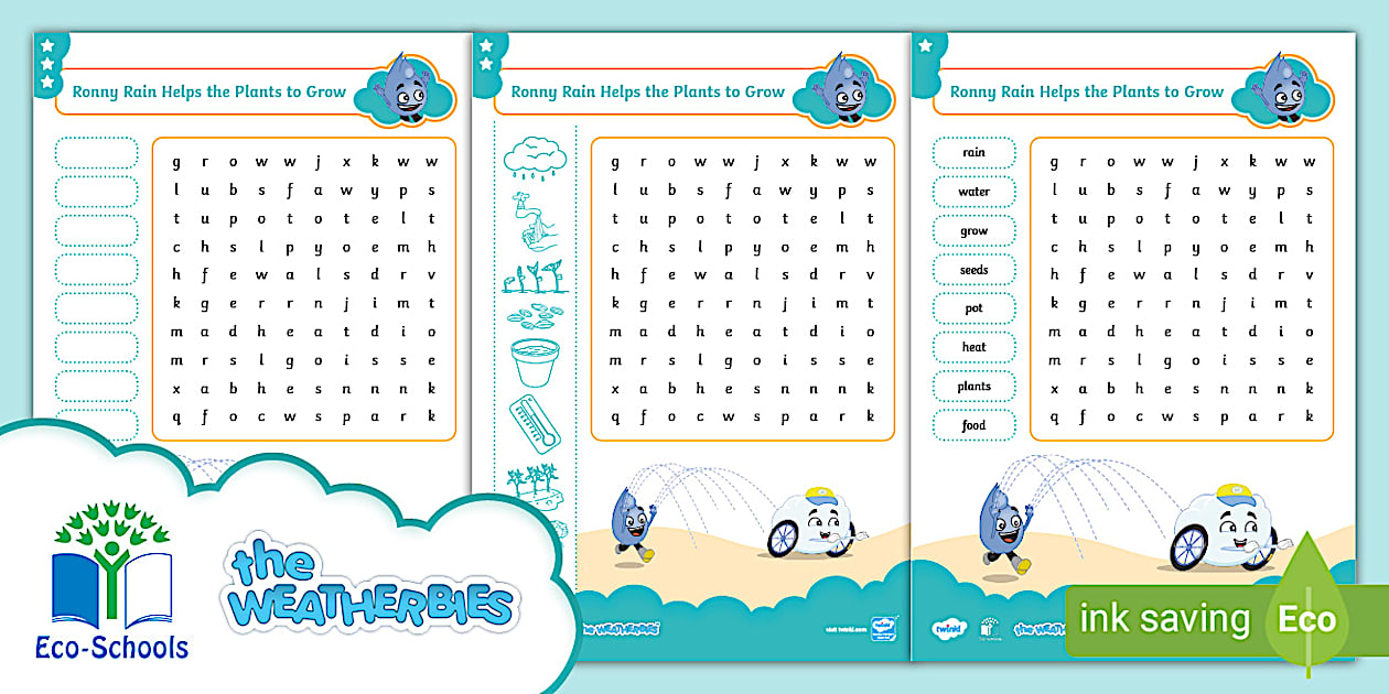 FREE! - The Weatherbies Ronny Rain Differentiated Word Searches