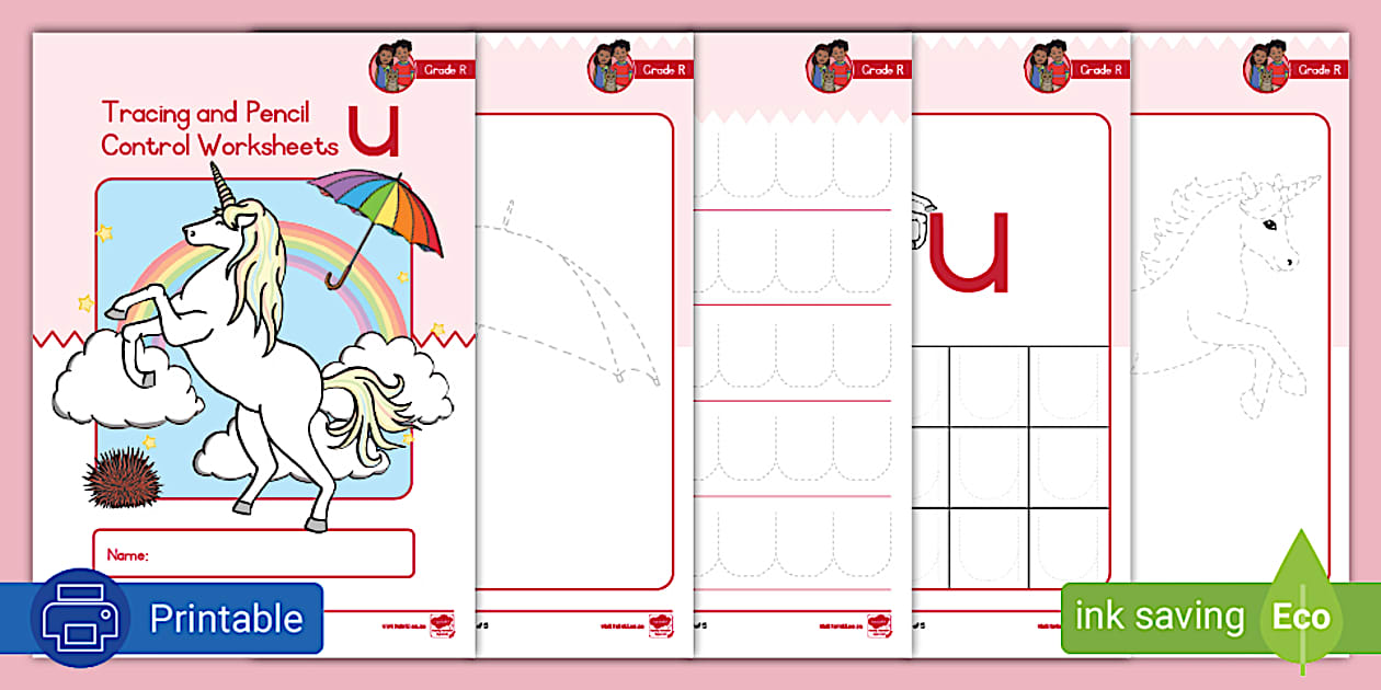 Gr. R Phonics Letter U Tracing and Pencil Control Worksheets