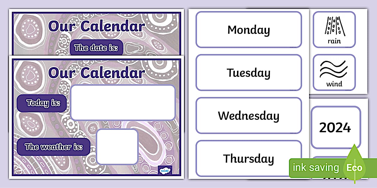 Australian Indigenous Daily Calendar Chart (teacher made)