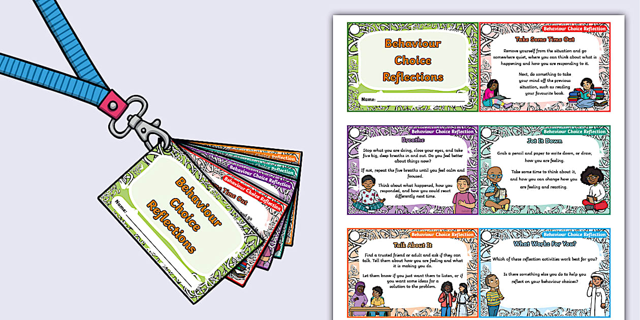 Behaviour Reflection Lanyard Cards (teacher made) - Twinkl
