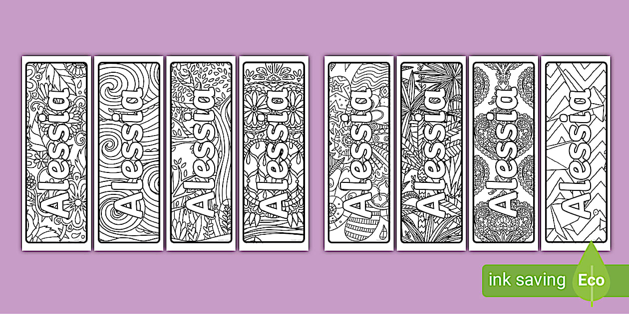 Alessia Mindfulness Name Colouring Bookmarks | Twinkl | KS1