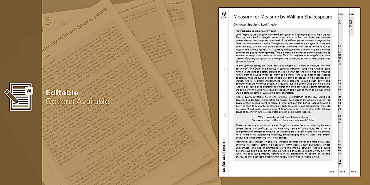 Measure for Measure: Character Spotlight - Lord Angelo