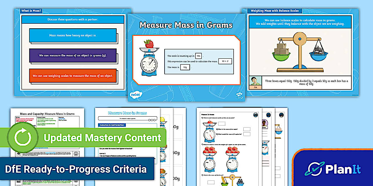 Y3 Measure Mass in Grams PlanIt Maths Lesson 2 - Twinkl