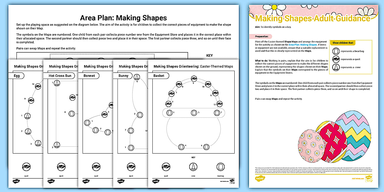 KS2 Orienteering Activity - Making Shapes - Easter - Twinkl