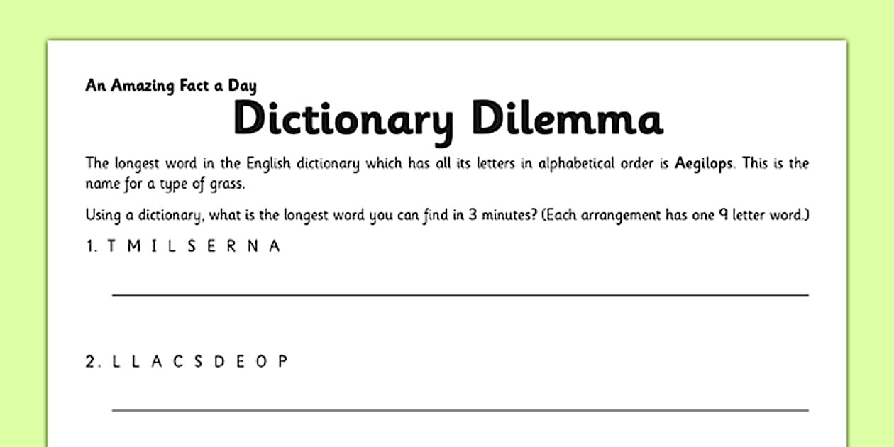 Dictionary Dilemma Worksheet / Worksheet (Teacher-Made)