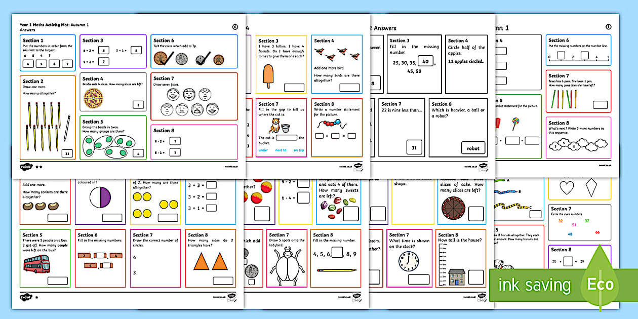 Maths Year 1 Worksheets Pack - Maths - Australia - Twinkl