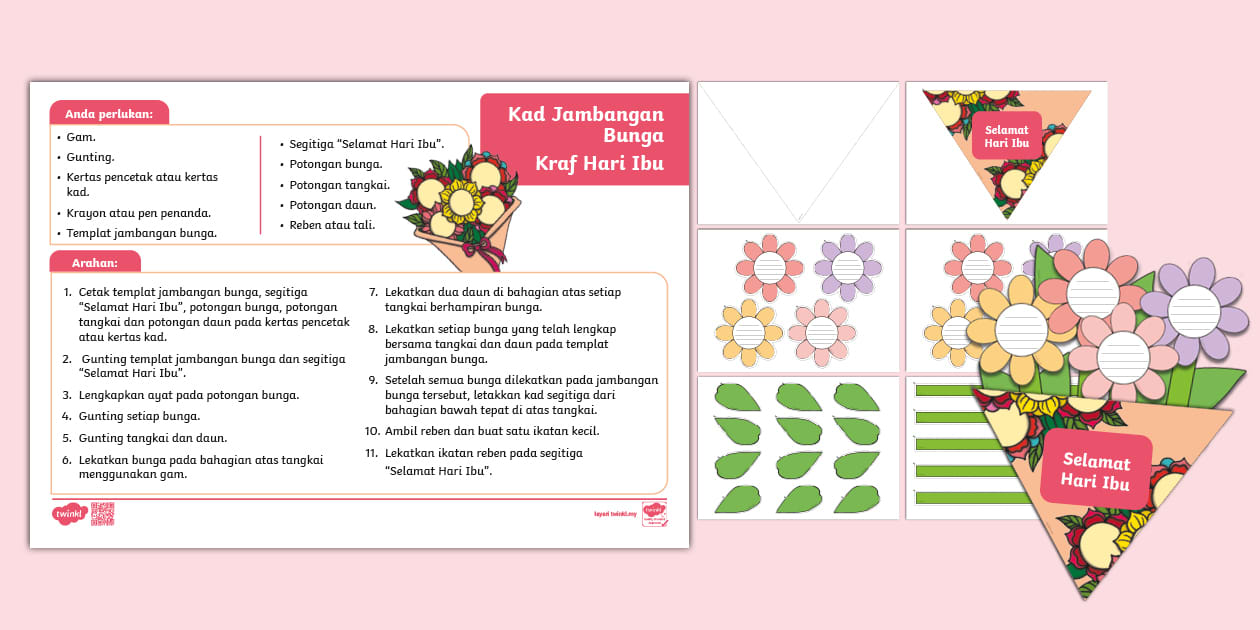 Kad Jambangan Bunga: Aktiviti Menulis dan Kraf Hari Ibu