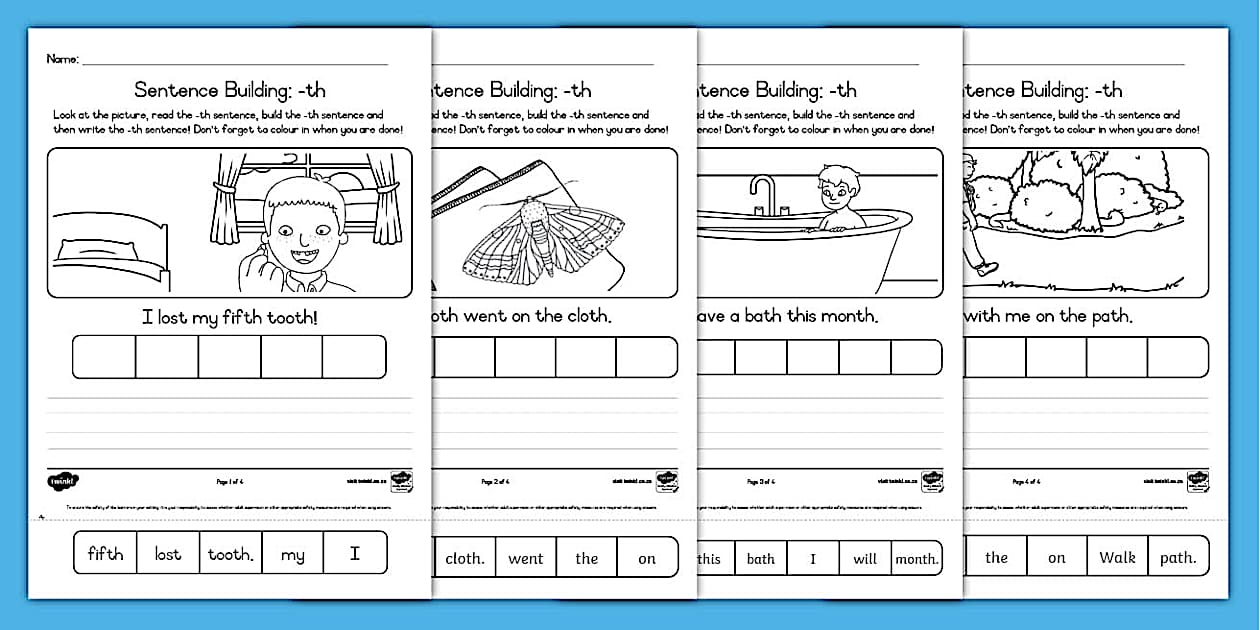 Phonics Sentence Building: -th (teacher made) - Twinkl