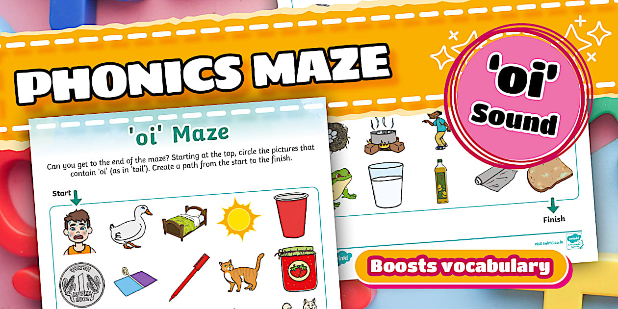 'oi' Phonics Maze Worksheet