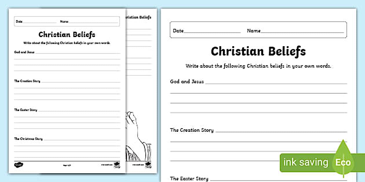 Christian Beliefs Differentiated Worksheets (teacher made)