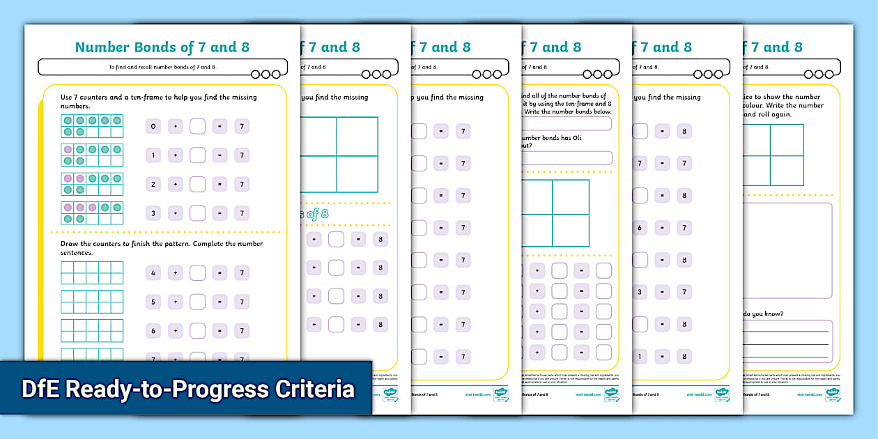 👉 Number Bonds of 7 and 8 Differentiated Maths Worksheets