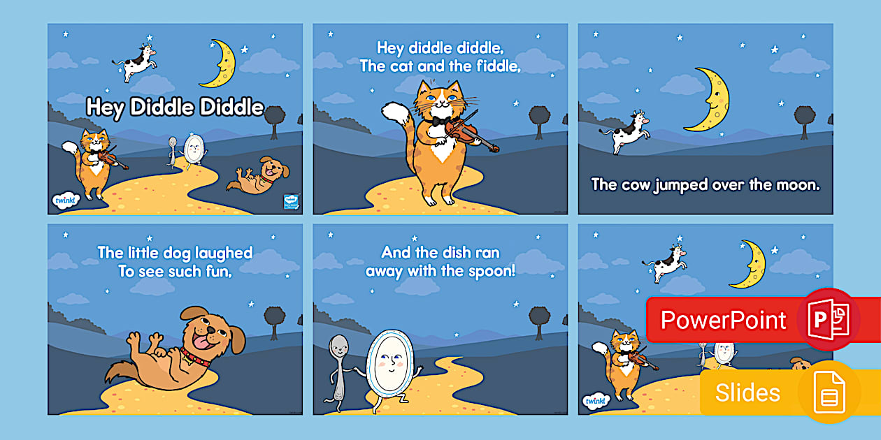 Hey Diddle Diddle Nursery Rhyme Presentation - PowerPoint & Google Slides