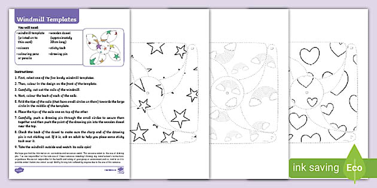 Windmill Templates - Pinwheels - Primary Resources - Twinkl
