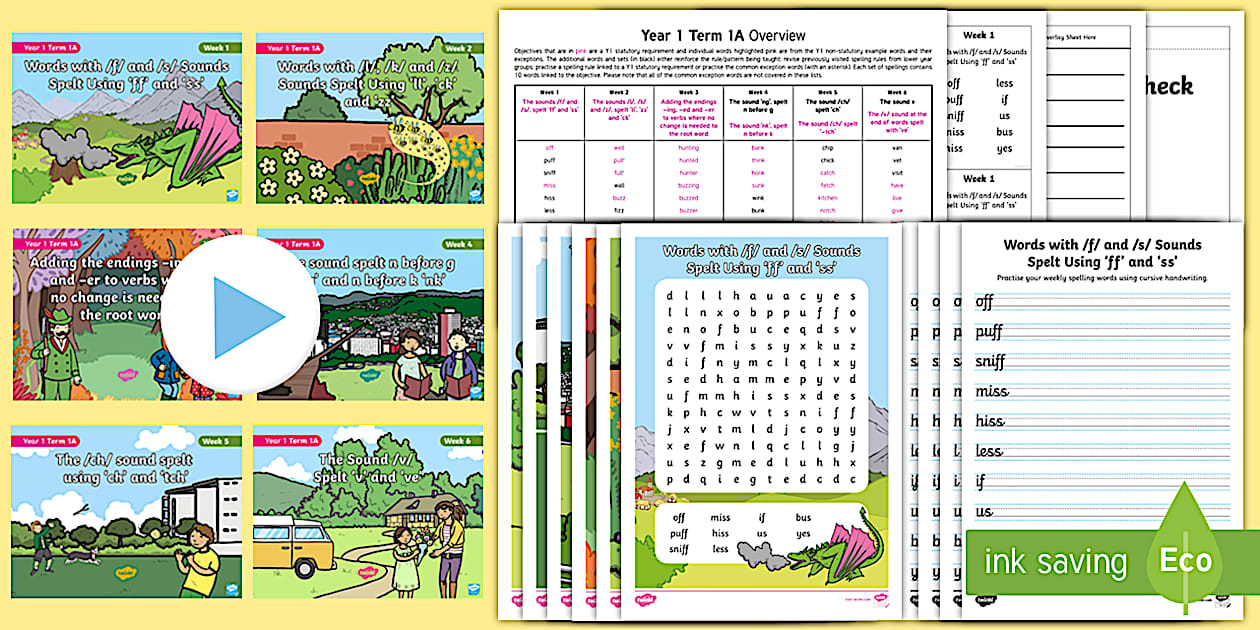 Year 1 Term 1A Bumper Spelling Pack (teacher made) - Twinkl