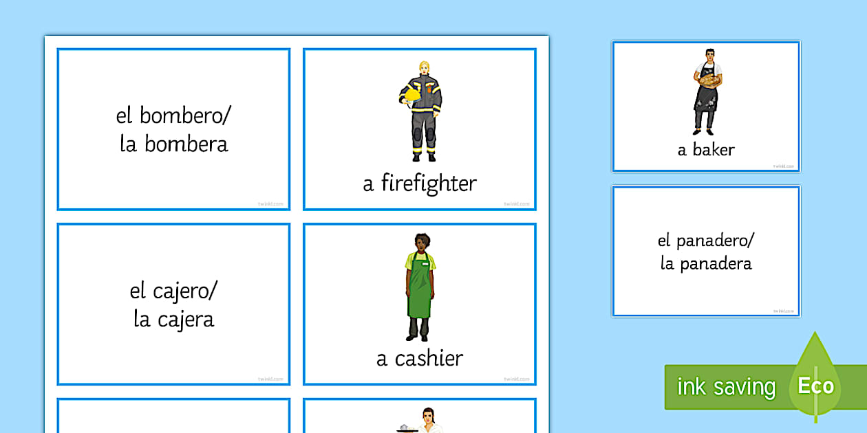 English/Spanish: Career and Jobs Choices Flashcards - Twinkl