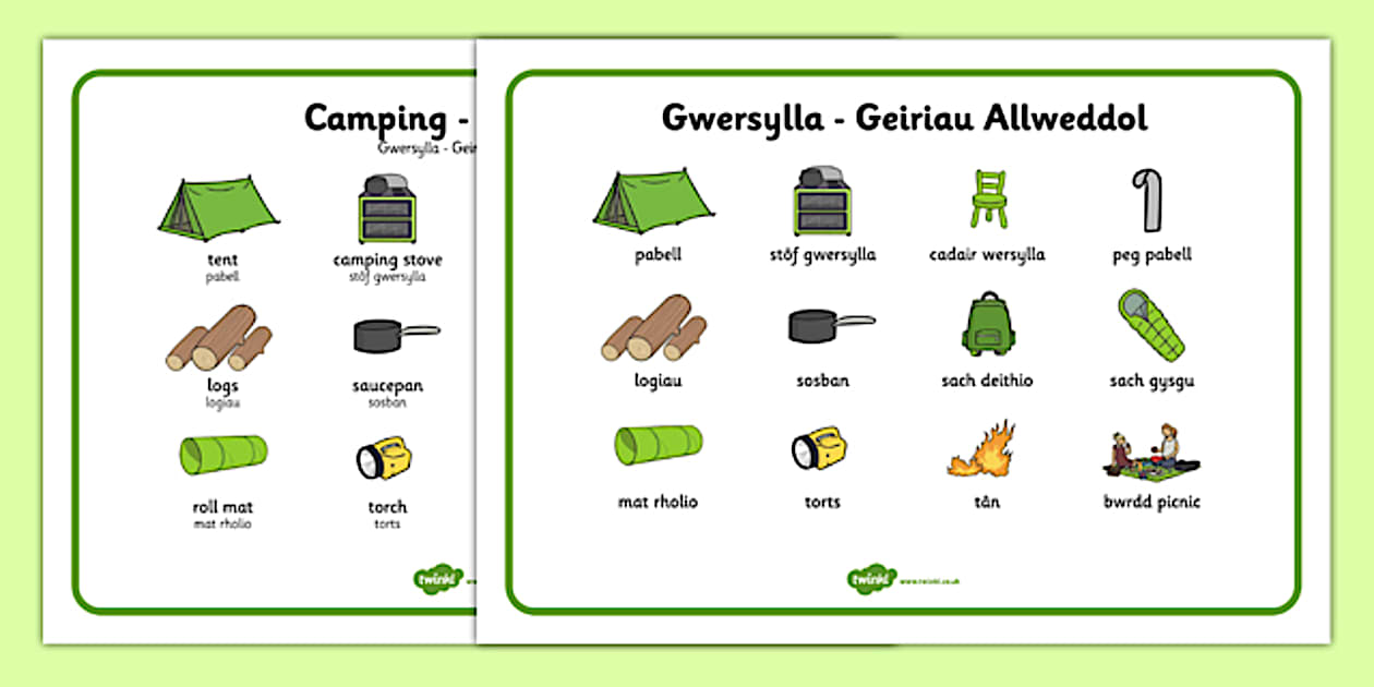 Welsh Camping Vocabulary Keywords (Teacher-Made) - Twinkl