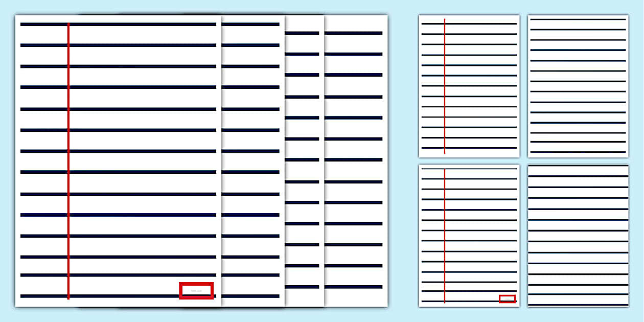 Giant Red Margin Narrow Lined Paper Page Display - Twinkl