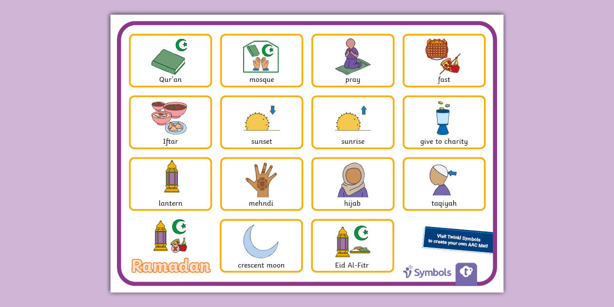 Twinkl Symbols: Ramadan AAC Mat (Teacher-Made) - Twinkl