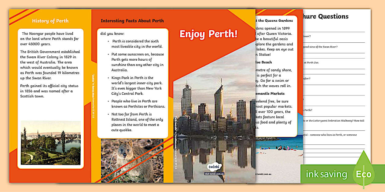 Perth Reading Comprehension Brochure - Year 3 HASS - Twinkl