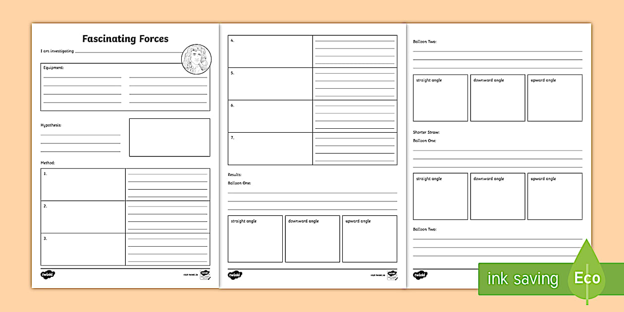 Fascinating Forces Experiment Write-Up Worksheet - Twinkl