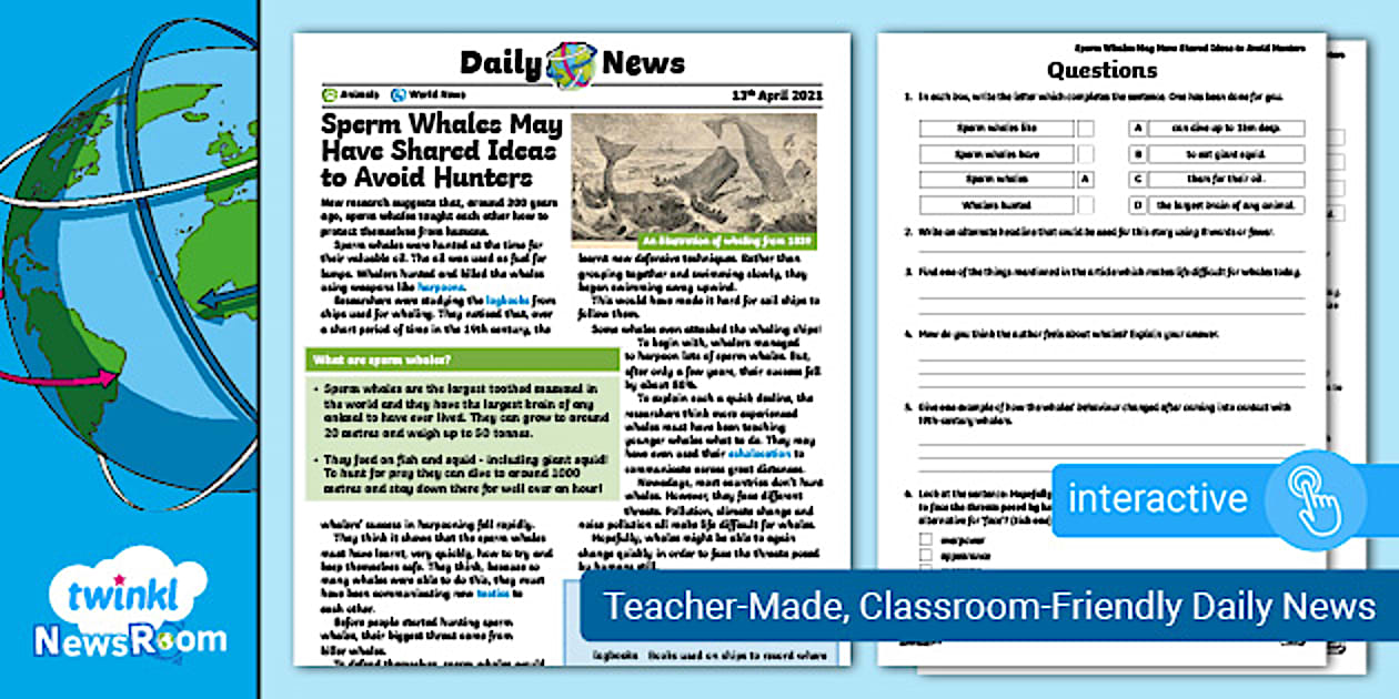 Interactive PDF: Daily NewsRoom Article -Sperm Whales Taught Each Other ...