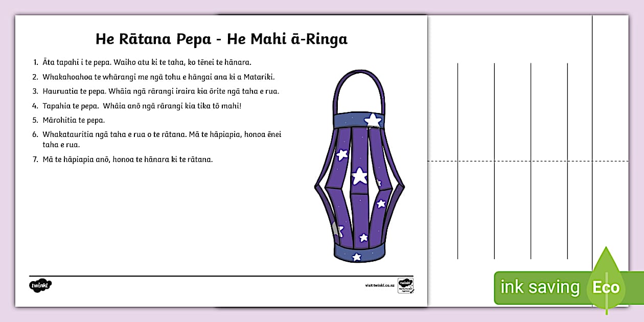 He Rātana Pepa - He Mahi ā-ringa (Teacher-Made) - Twinkl