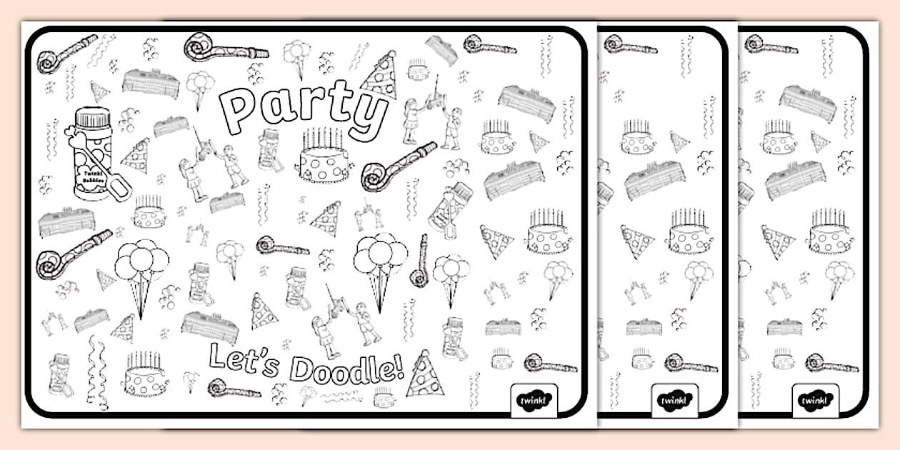 Party Doodle Colouring Pages - Twinkl - KS1 (teacher made)