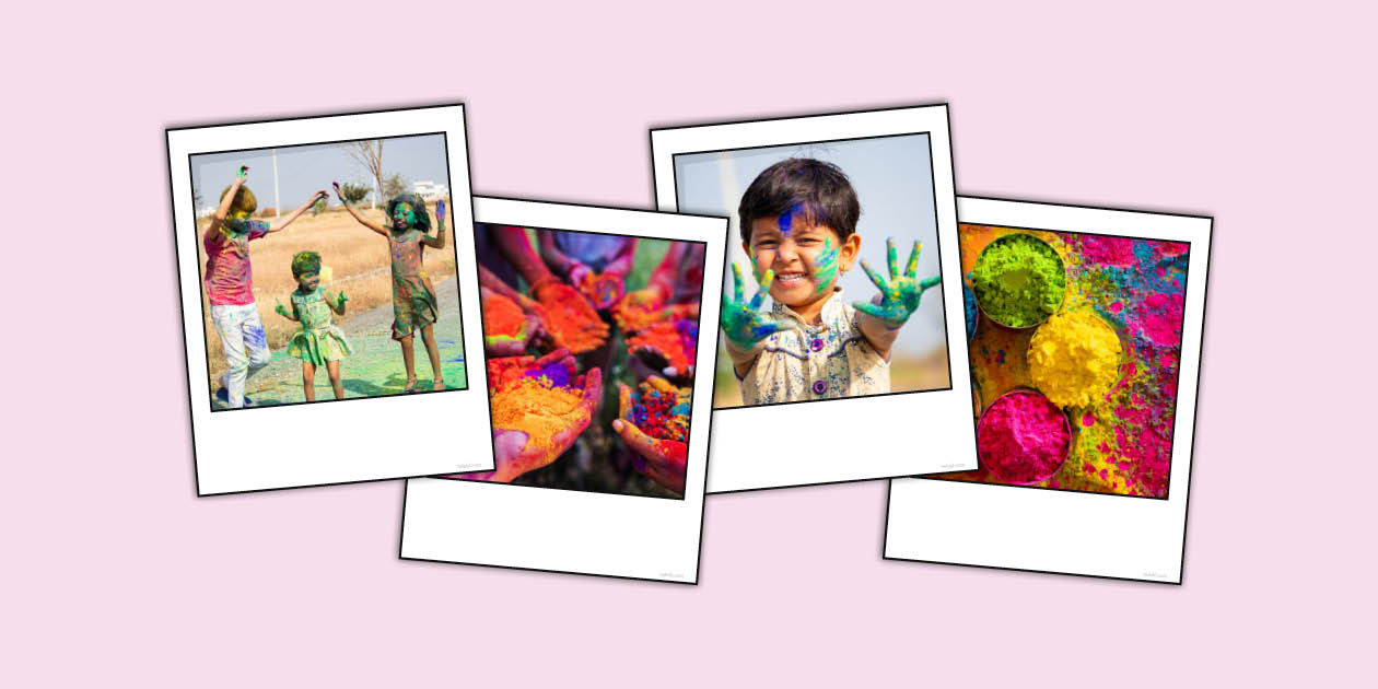 Holi Gulal Instant Photo Style Display Images - Twinkl