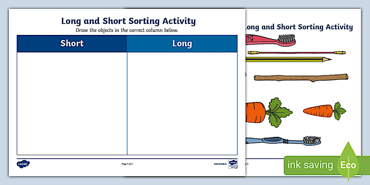 Long and Short Sorting Activity (teacher made) - Twinkl