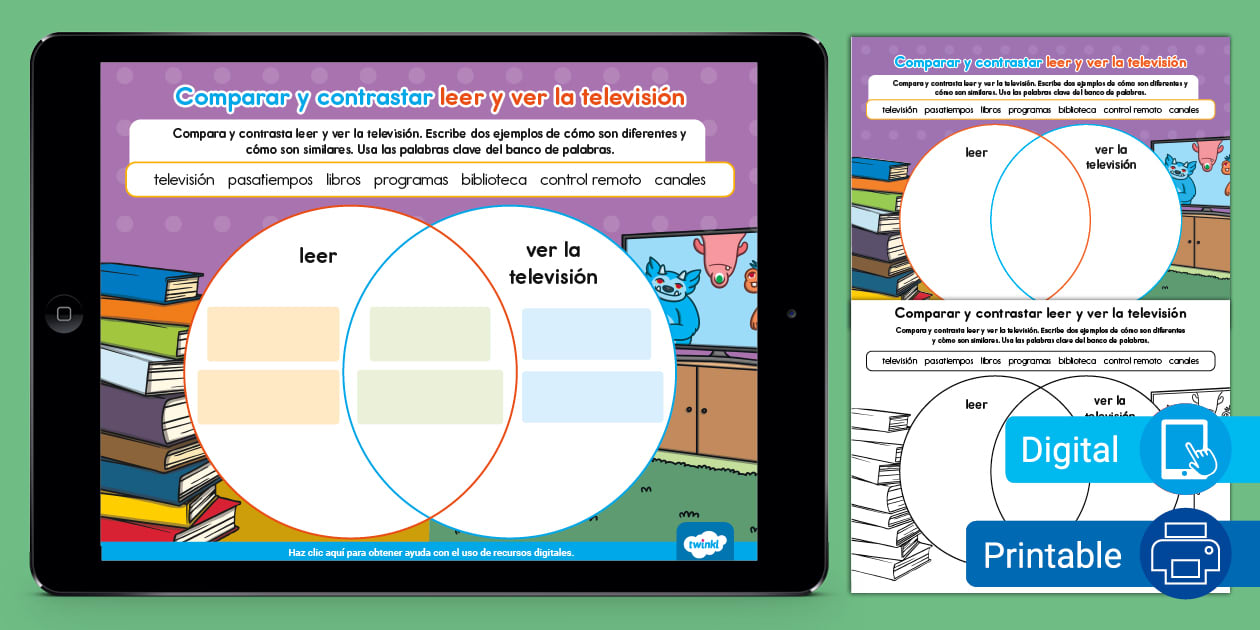 Actividad de escritura: Comparar y contrastar leer y ver la televisión
