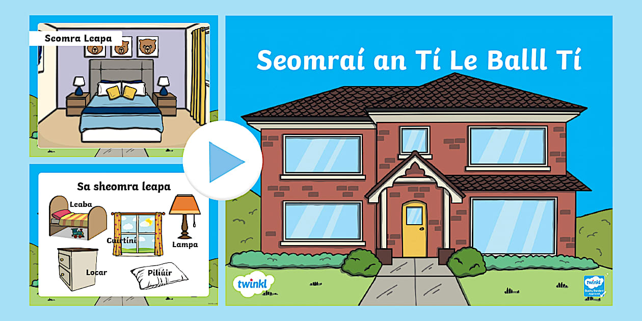 Seomraí an Tí le Ball Tí PowerPoint (teacher made)