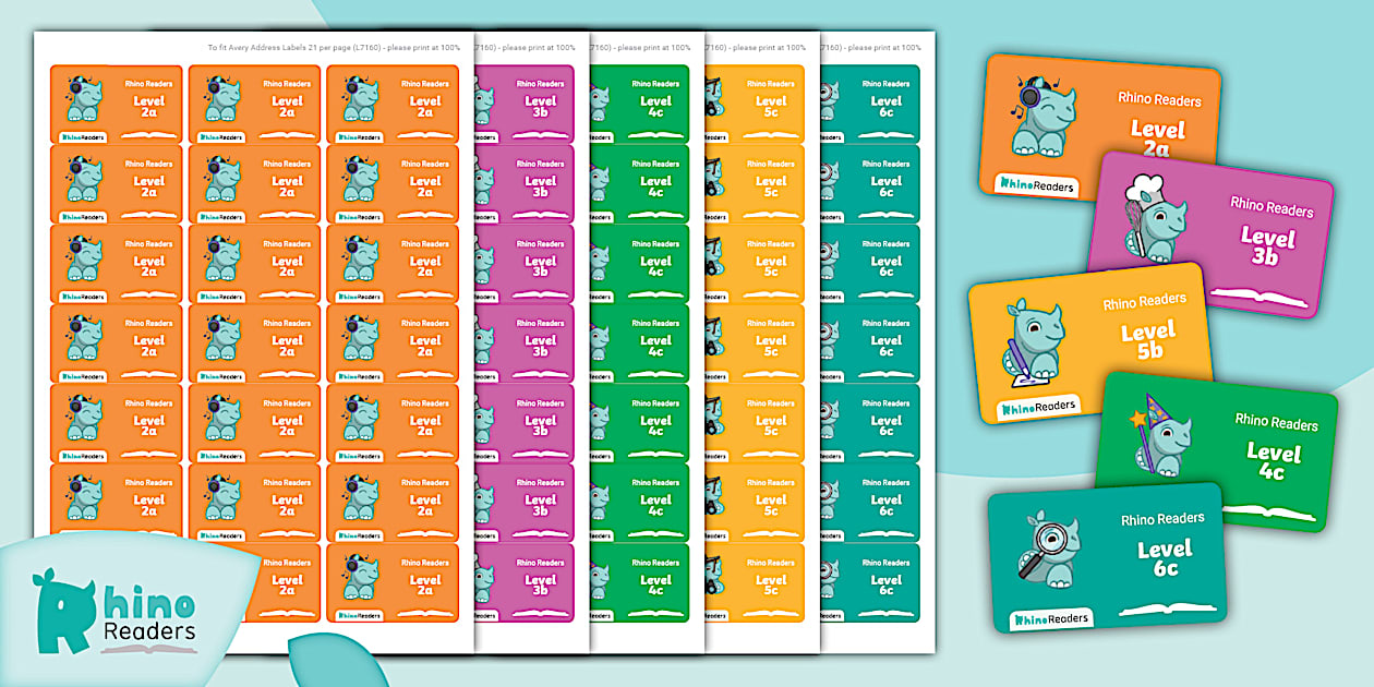 Rhino Readers Book Cover Labels- All Levels - Twinkl