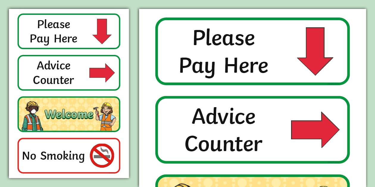 DIY Shop Role Play Signs