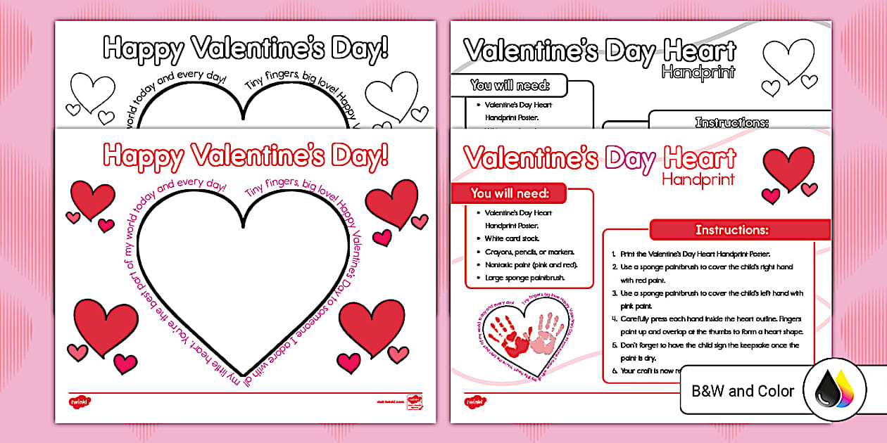 Valentine's Day Heart Handprint Poster (teacher made)