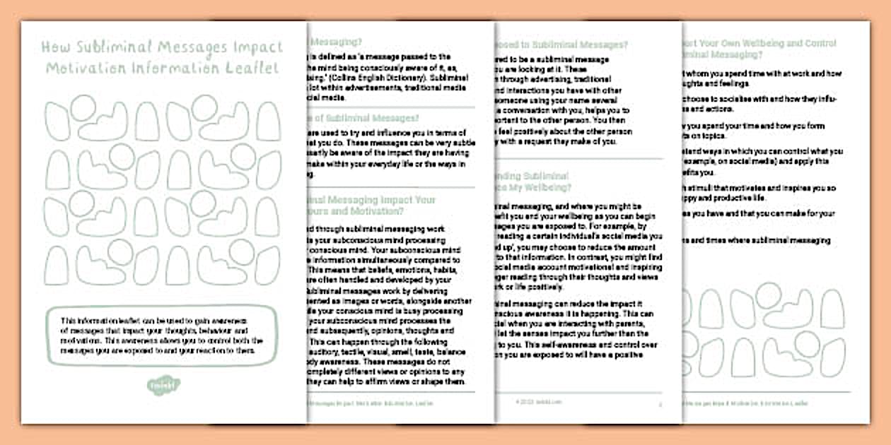 Subliminal Messages Staff Information Leaflet - Wellbeing