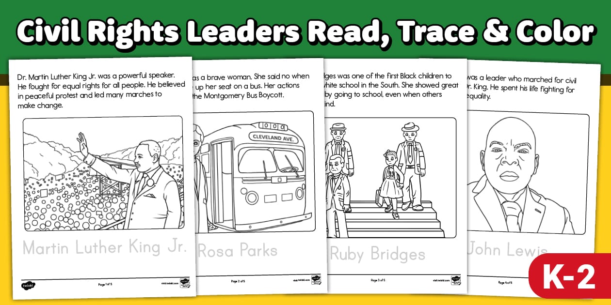 Civil Rights Leaders Read, Trace, and Color Booklet