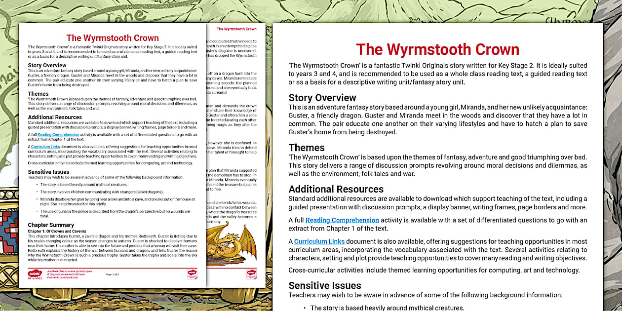 KS2 Fantasy Dragon Adventure Story 'The Wyrmstooth Crown' Adult Guidance
